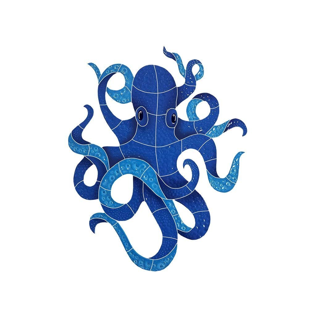 Artistry in Mosaics Small Octopus (15" x 12") Ceramic Swimming Pool Mo ...